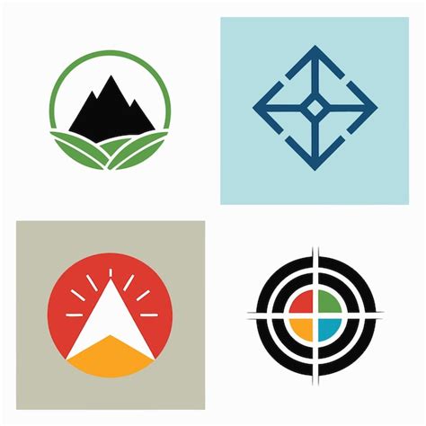 Conjunto De Cuatro Logotipos Geométricos Simples Vector Premium