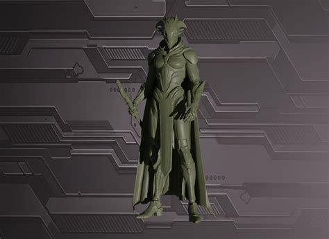 👽 Alien Mage Assassin Sci Fi Fantasy Cloaked Figure Stl Model・Бесплатный бесплатно Stl для 3d