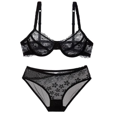 Baru Ultrathin Seksi Hitam Renda Pakaian Dalam Set Wanita Transparan