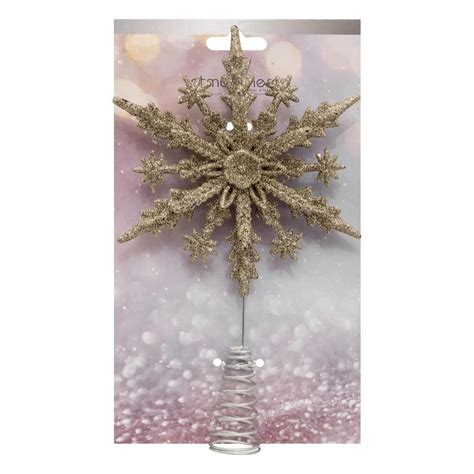 Cimier de Sapin Pailleté Flocon 23cm Or