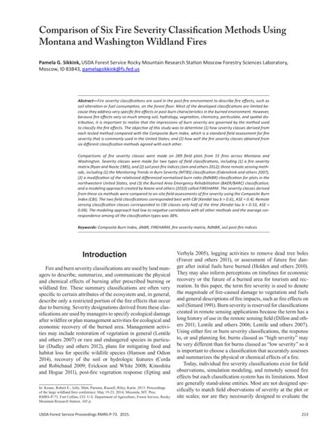 Comparison Of Six Fire Severity Classification Methods Using