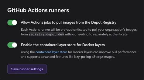 now available github actions runners settings