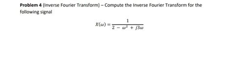 Solved Problem Inverse Fourier Transform Compute The Chegg
