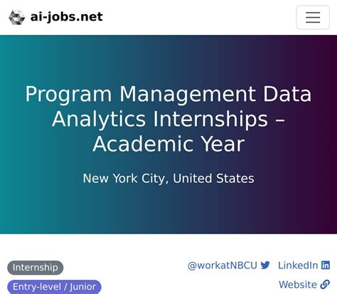 [hiring][internship] Program Management Data Analytics Internships Academic Year In New York