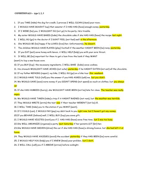Conditional Sentences Type 1 2 3 Pdf