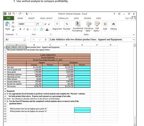 Solved Texts 1 Use Vertical Analysis To Compare Profitability 5 D