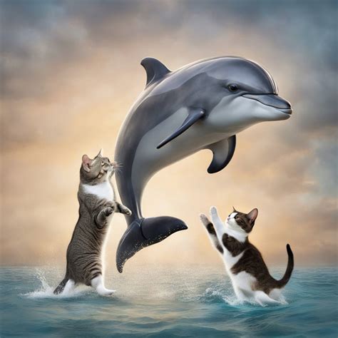 Dolphin Dancing With Two Cats By Facesvixen On Deviantart