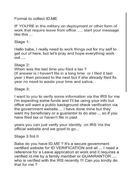 Format To Collect Idme Pdf