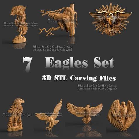 7 Eaglesbirds 3d Stl Files Set For Cnc Router Machines Wood Working
