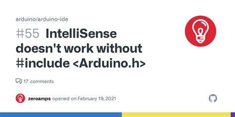 Intellisense Doesnt Work Without Include · Issue 55 · Arduino