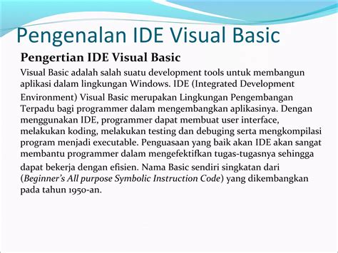 Pengenalan Pemrograman Aplikasi Visual Desktop Ppt