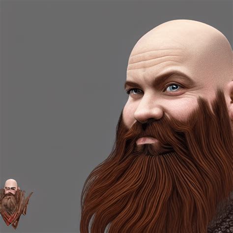 Bald Dwarf Warrior Fantasy Art Graphic · Creative Fabrica