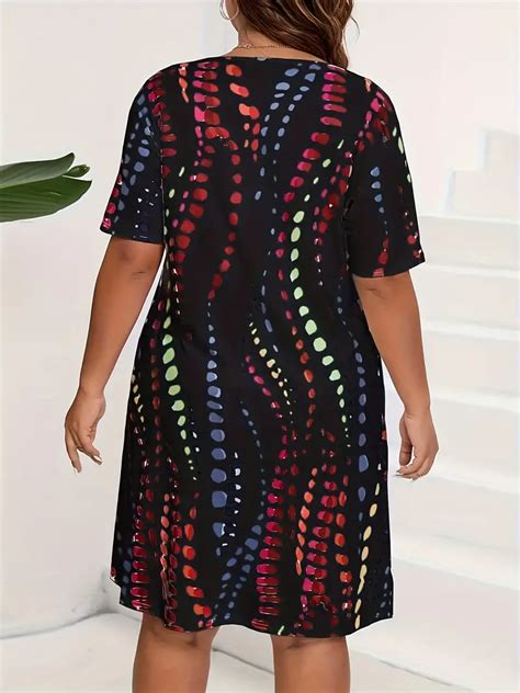 Plus Size Elegant Dress Womens Plus Tie Dye Short Sleeve V Temu