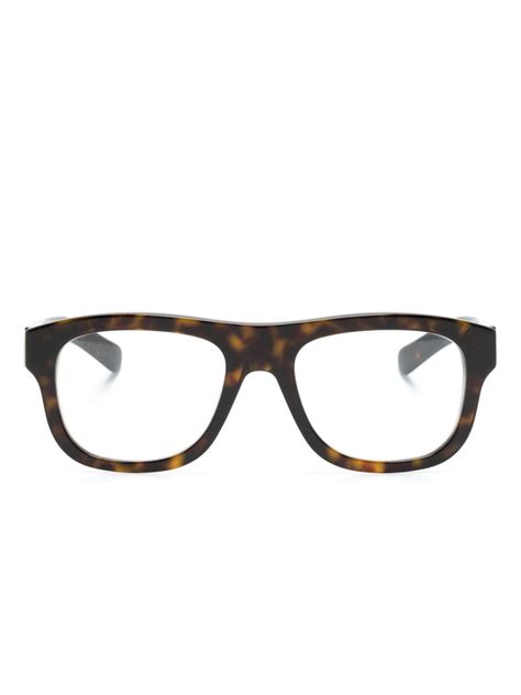 Gucci Eyewear Rectangle Frame Glasses Brown Farfetch