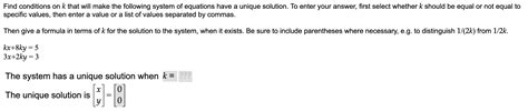 Solved Find Conditions On K That Will Make The Following Chegg