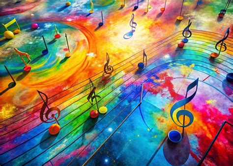 A Vibrant Aerial Perspective On Abstract Music Notation Colorful Notes Dance On A Dronecaptured
