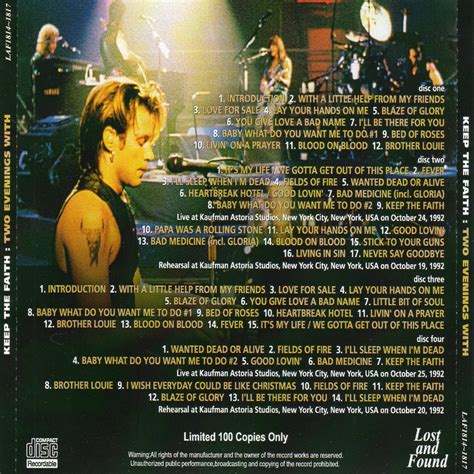Bon Jovi 1992 Bon Jovi Two Evenings With Bon Jovi Live Kaufman