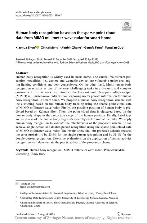 Human Body Recognition Based On The Sparse Point Cloud Data From MIMO