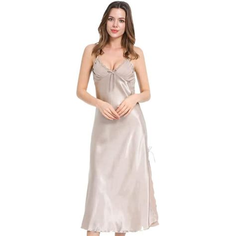 Curvebay Sexy Chemise Plus Size Silk Nightgowns For Women Long Satin
