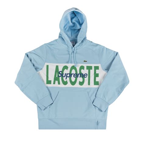 Supreme X Lacoste Logo Panel Hooded Sweatshirt Light Blue Editorialist