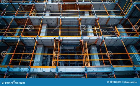 Generative Ai Construction Building Site With Framework Railing Guard Walkway On The Building