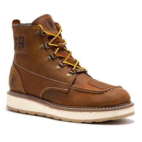 Rockrooster Magnolia Mens 6 Inch Brown Zip Sided Soft Toe Wedge Work