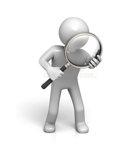 3d Man Holding Magnifying Glass Stock Illustration Illustration Of