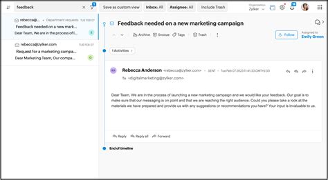 Search Zoho TeamInbox