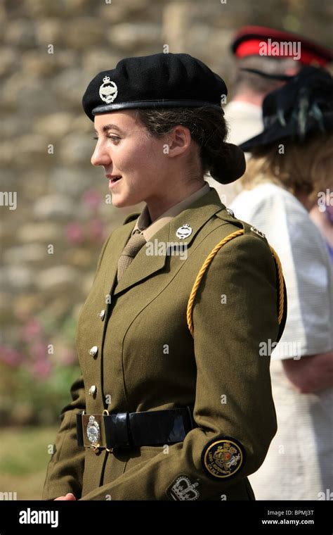 Teenage Female Army Cadet Warrant Officer In The Tank Regiment At The