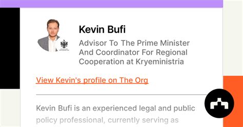 Kevin Bufi Advisor To The Prime Minister And Coordinator For Regional Cooperation At