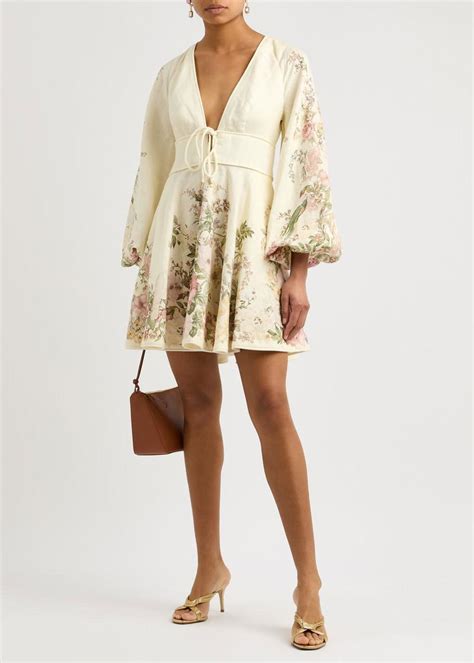 Zimmermann Waverly Floral Print Linen Mini Dress Endource