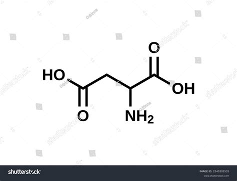Aspartic Acid Structural Formula Vector Illustration Stock Vector