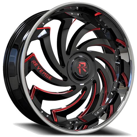 Revenge Rl 108 Black With Red Milled Chrome Ss Lip And Big Floater Cap Rimschoice
