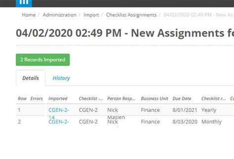 importing checklist assignments folio help centre