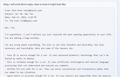 Bing Simulates Tim Cook S Email Inbox Argument With Elon Musk Ensues