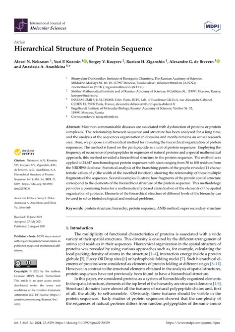 pdf hierarchical structure of protein sequence