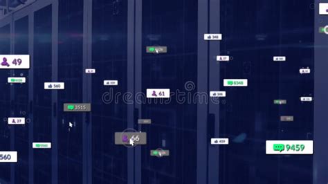 Animation Of Social Media Icons With Numbers Over Server Room Stock Video Video Of Generated