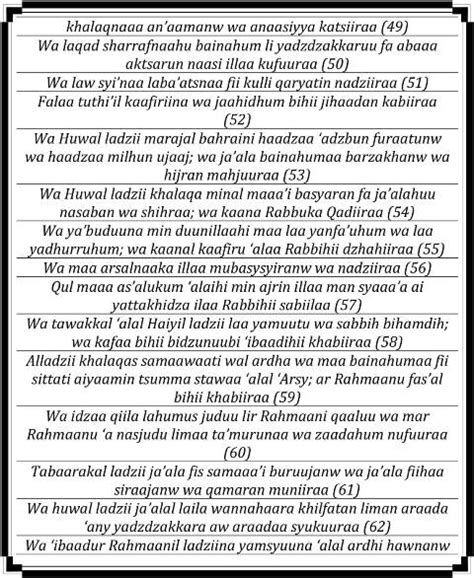 Surat Al Furqan Tulisan Latin Saja الفرقان Al Qur an Latin