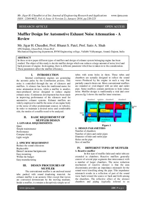 Pdf Muffler Design For Automotive Exhaust Noise Attenuation A Review