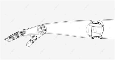 Robot Hand Outline Vector Rendering Of 3d Blueprint Tool Robot Hand