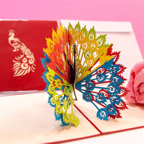 무지개 공작새 배송비 포함 이음드림 팝업카드 팝업박스 팝업북 기획제작