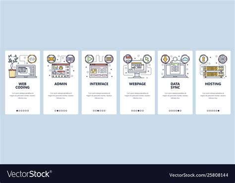 Mobile App Onboarding Screens Coding Software Vector Image