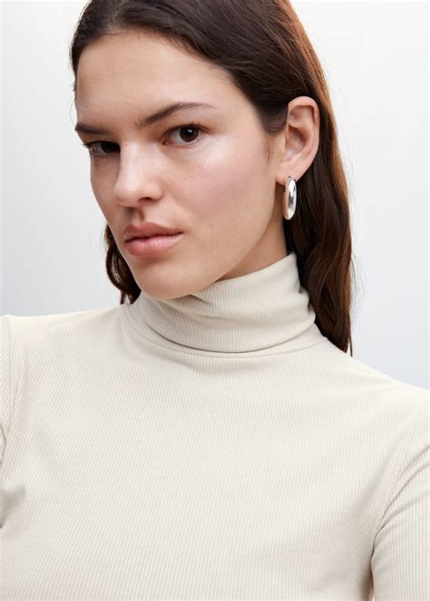 Ribbed High Neck T Shirt Women Mango United Kingdom