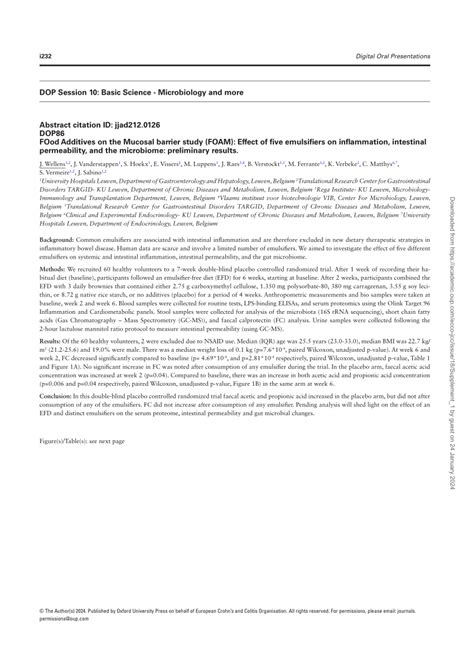 PDF DOP86 FOod Additives On The Mucosal Barrier Study FOAM Effect