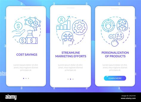 Benefits Of Ai In Marketing Blue Gradient Onboarding Mobile App Screen Stock Vector Image And Art