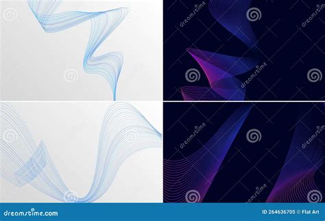 Wave Curve Abstract Vector Background Pack For A Sleek And Modern Design Stock Vector