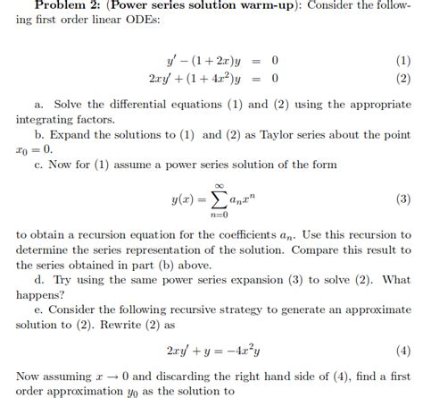 solved problem 2 power series solution warm up consider