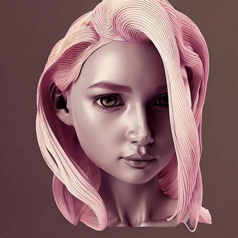 Premium Photo A Pink Haired Girl With Long Hair Is Shown With A Pink