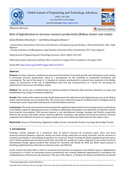 (PDF) Role of digitalization to increase resource productivity (Balkan cluster case study)