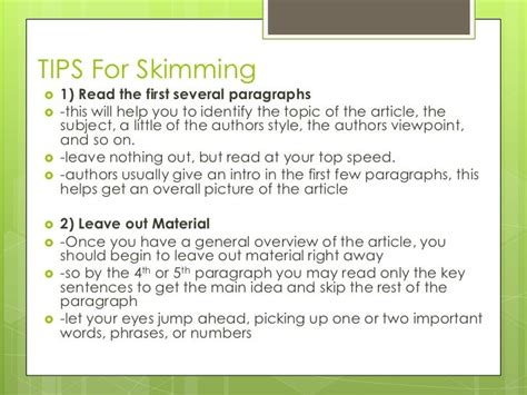 Reading Techniques Skimming Vs Scanning